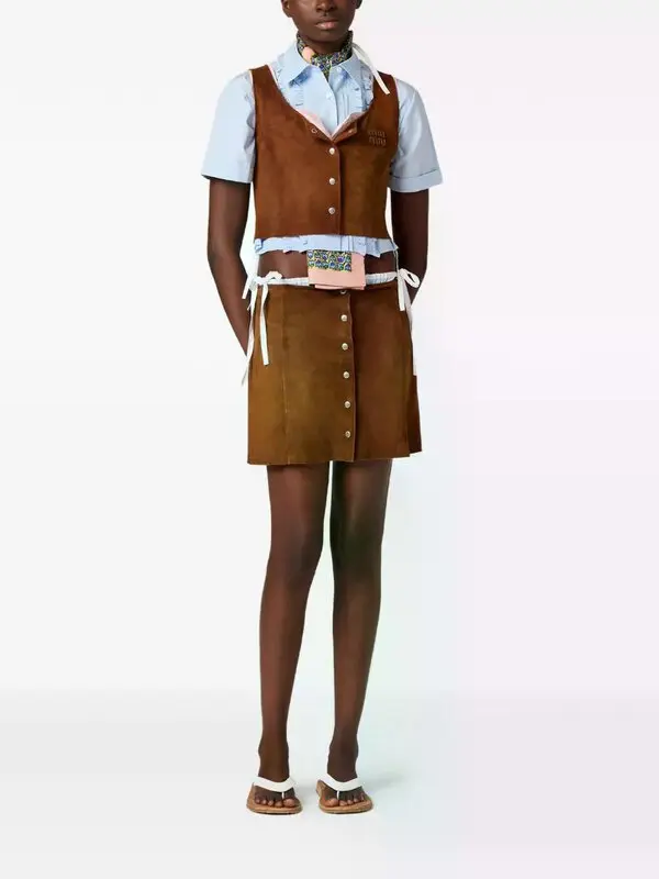Miu Miu Cropped Poplin Shirt With Ruffle Detail - Blue