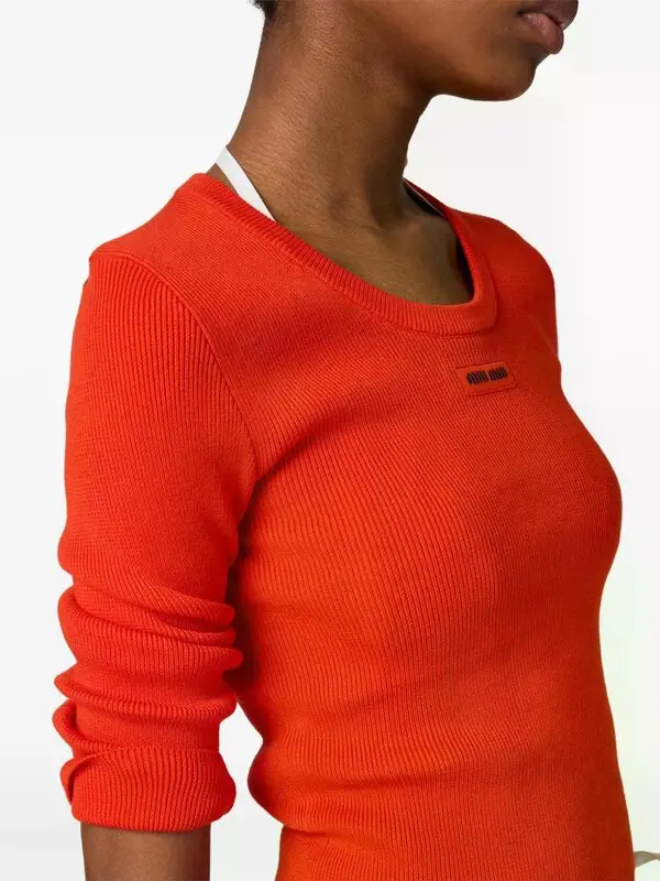 Miu Miu Cotton Ribbed Crew-neck Sweater