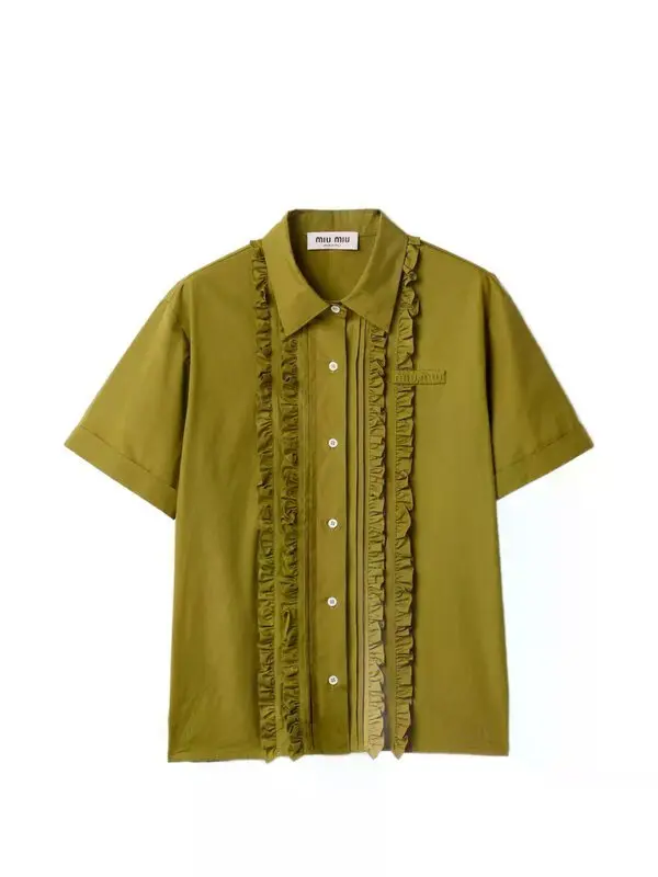 Miu Miu Cotton Poplin Shirt With Ruffle Detail