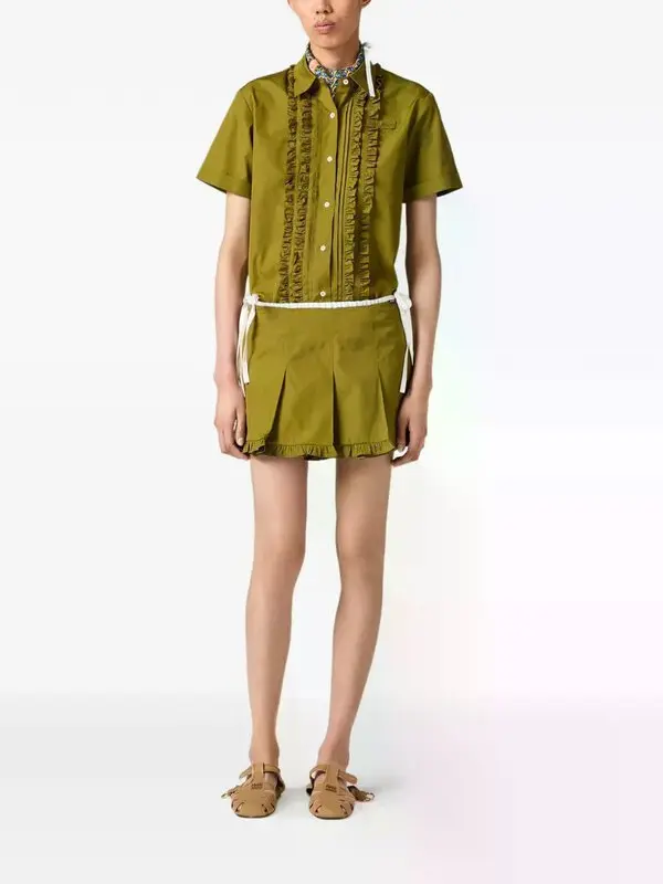 Miu Miu Cotton Poplin Shirt With Ruffle Detail