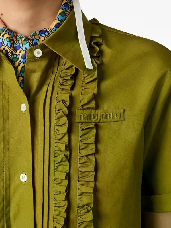 Miu Miu Cotton Poplin Shirt With Ruffle Detail