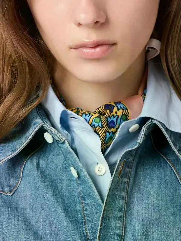 Miu Miu Cropped Chambray Tie Shirt