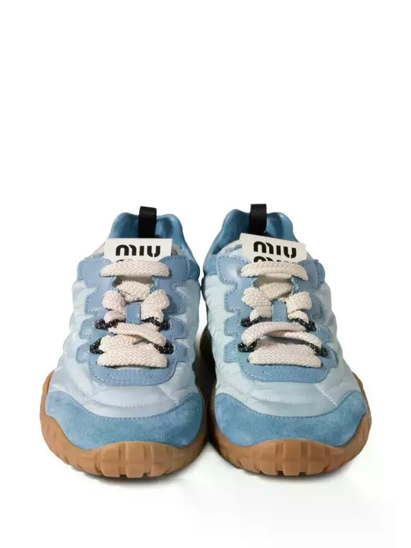 Miu Miu Tyre Technical-fabric And Suede Lace-up Sneakers - Blue