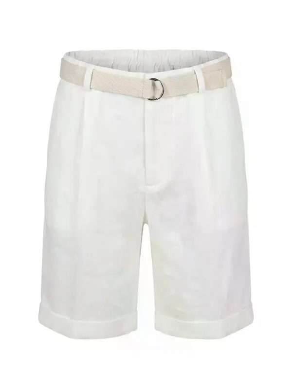 DRUMOHR Belted Pleated Linen Shorts