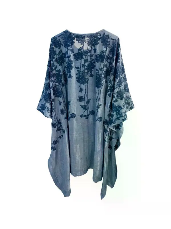Ermanno Scervino Floral Embroidered Linen Kaftan