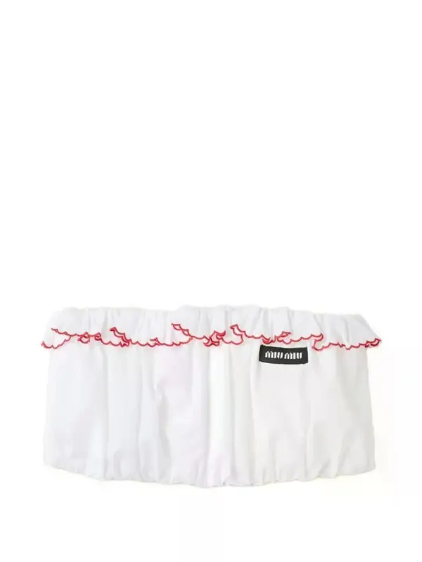 Miu Miu Embroidered Poplin Bandeau Top - White
