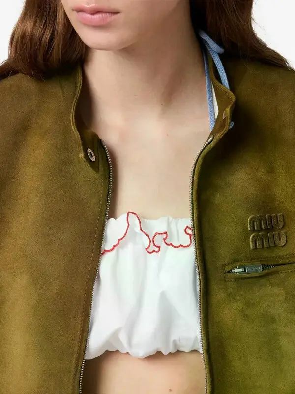 Miu Miu Embroidered Poplin Bandeau Top