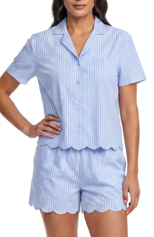 Splendid Scallop Cotton Poplin Pajamas - Hydrangea