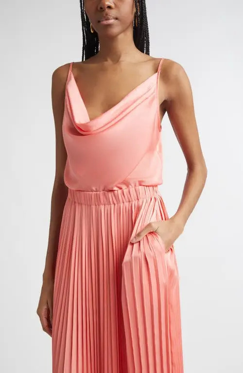 pleated coral maxi dress Reiss