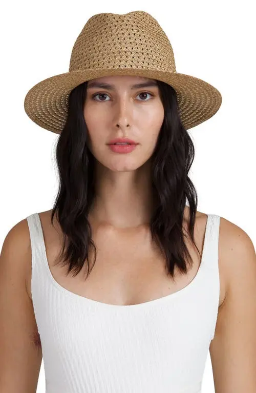 Eugenia Kim Lillian Packable Straw Fedora - Camel/gold