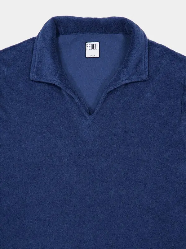 Fedeli Navy Peter Terry Cotton Polo - Blue
