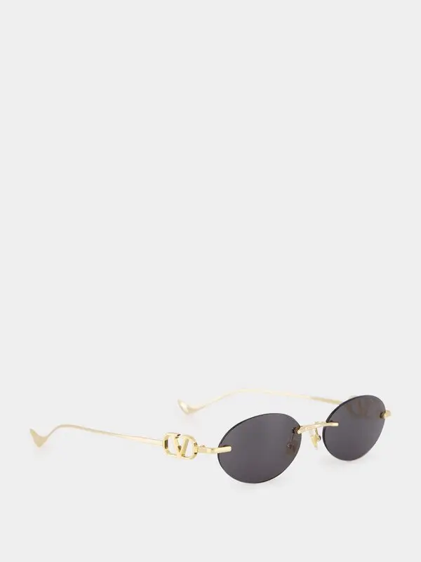 Valentino Garavani Bejewelled Oval Sunglasses - Black