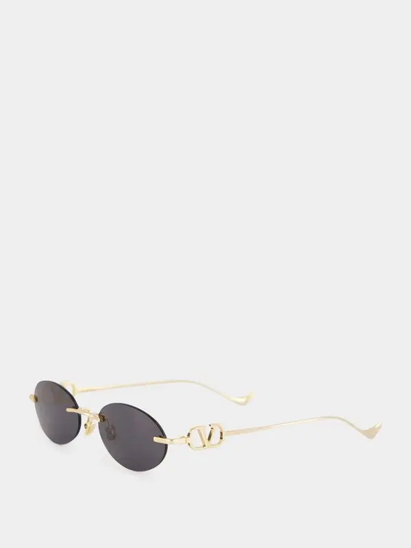 Valentino Garavani Bejewelled Oval Sunglasses - Black