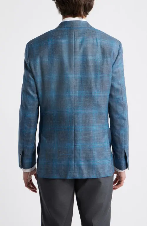 HERITAGE GOLD Blue Plaid Wool Blend Sport Coat