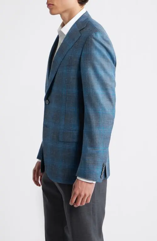 HERITAGE GOLD Blue Plaid Wool Blend Sport Coat