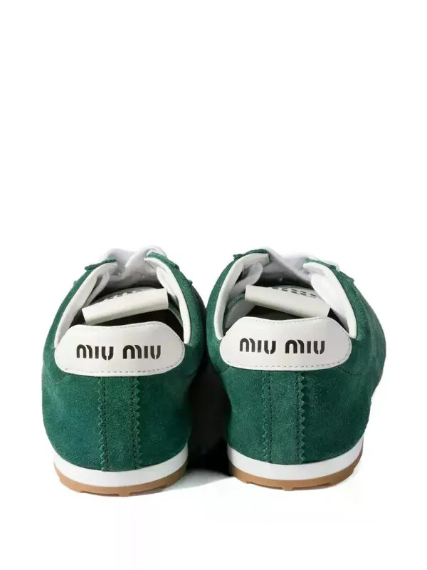 Miu Miu Plume Suede Lace-up Sneakers - Green