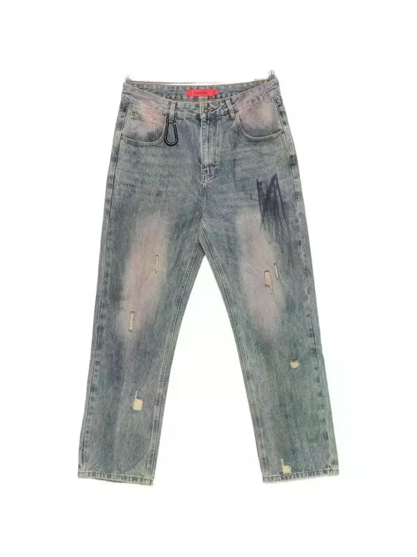 ACUPUNCTURE 1993 Distressed Graphic Print Jeans