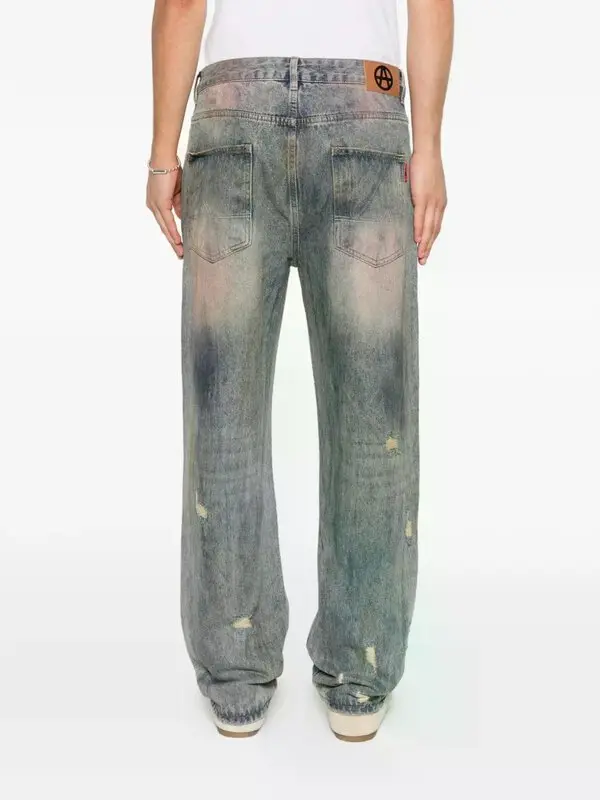 ACUPUNCTURE 1993 Distressed Graphic Print Jeans