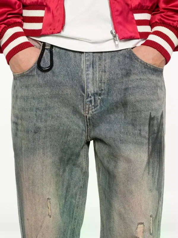 ACUPUNCTURE 1993 Distressed Graphic Print Jeans