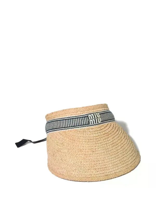 Miu Miu Raffia Visor With Two-tone Ribbon - Neutrals