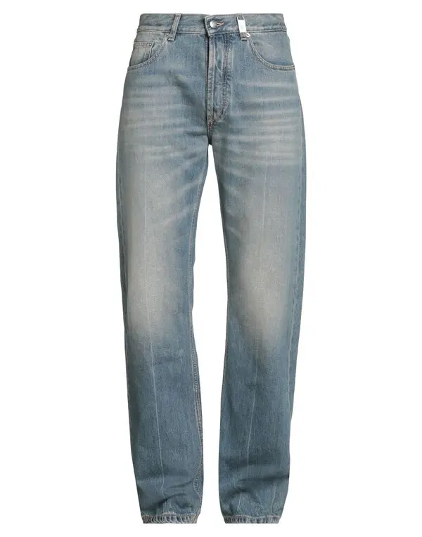 Alexander McQueen Straight-leg Jeans In Cotton And Calfskin - Blue