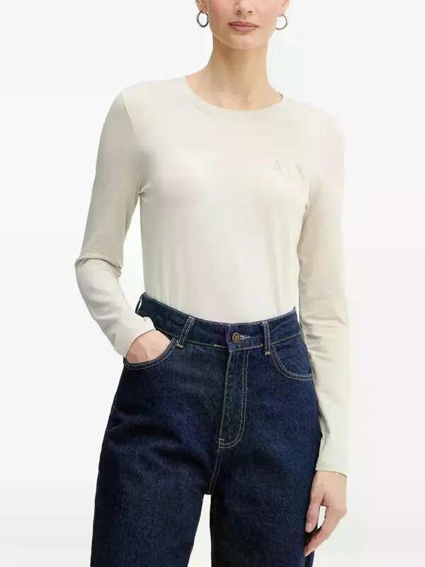 Armani Exchange Long-sleeve T-shirt With Rhinestone Embellished Logo