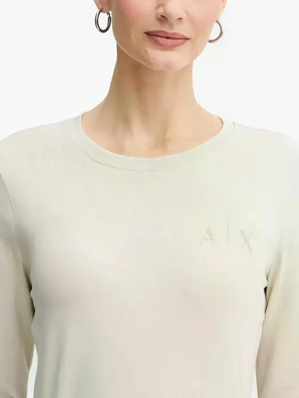 Armani Exchange Long-sleeve T-shirt With Rhinestone Embellished Logo