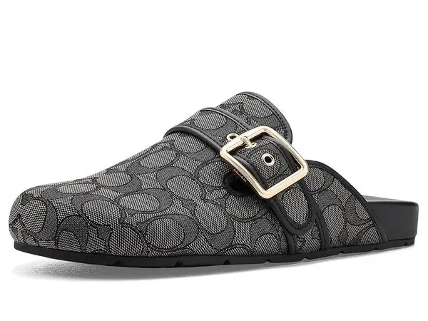 COACH Signature Jacquard Archival Buckle Clogs - Black