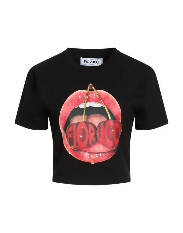 Fiorucci Cotton Elastane Graphic Crop T-shirt