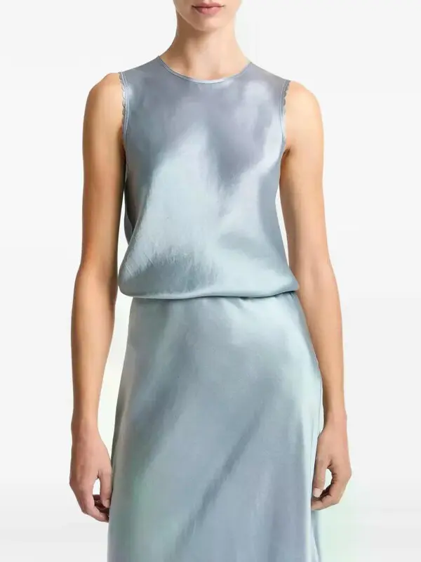 Vince Scalloped-trim Sleeveless Top - Blue