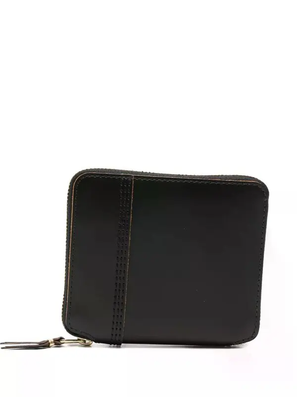 Comme Des Garçons Contrast-stitch Zip-around Wallet - Black