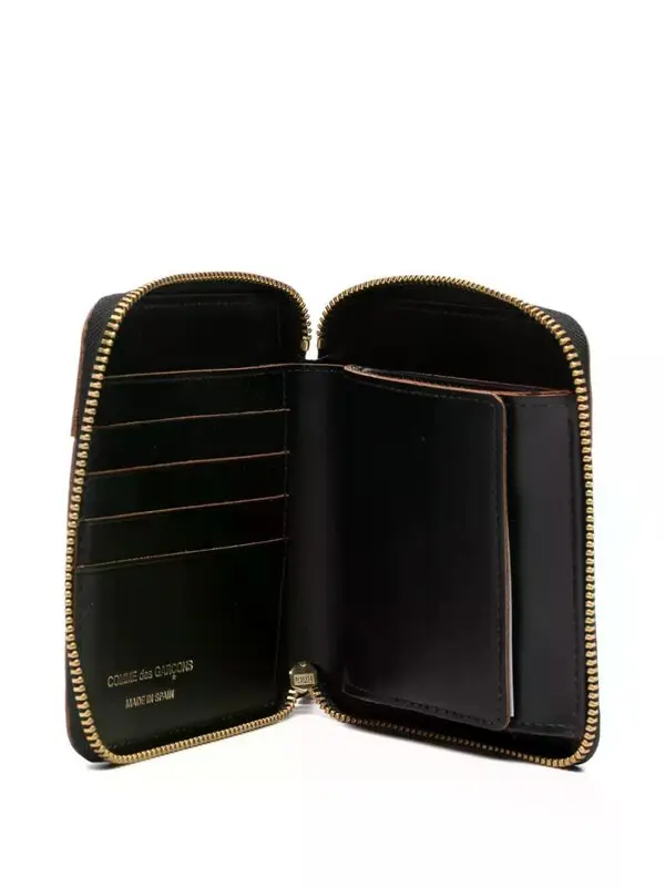 Comme Des Garçons Contrast-stitch Zip-around Wallet - Black