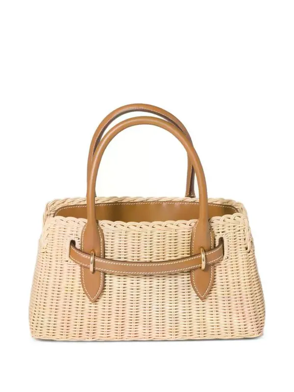 Miu Miu Aventure Woven Rattan And Leather Handbag