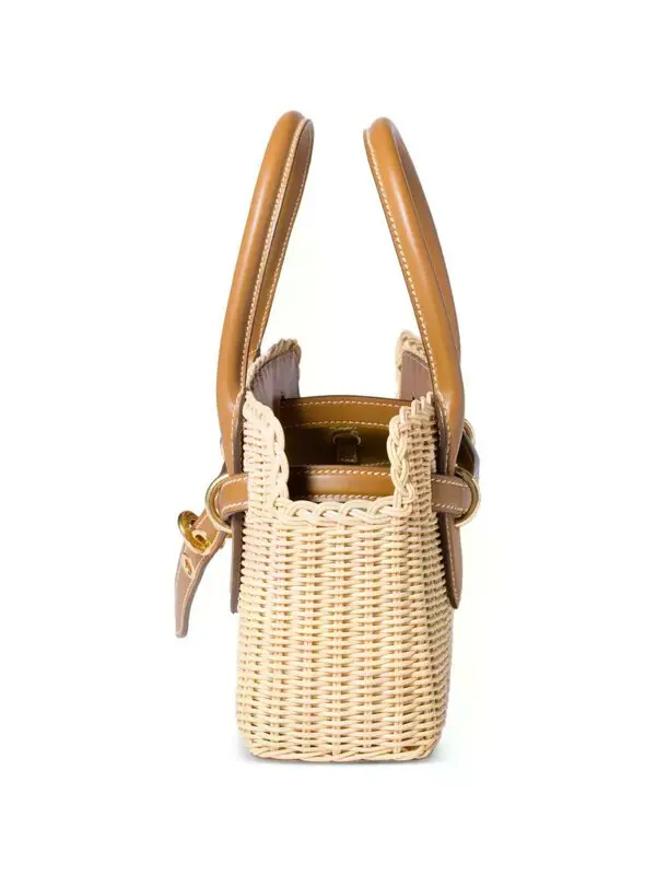 Miu Miu Aventure Woven Rattan And Leather Handbag