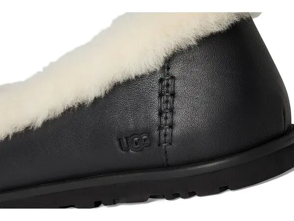 UGG Zora Leather Ballet Flat Shoes - Black