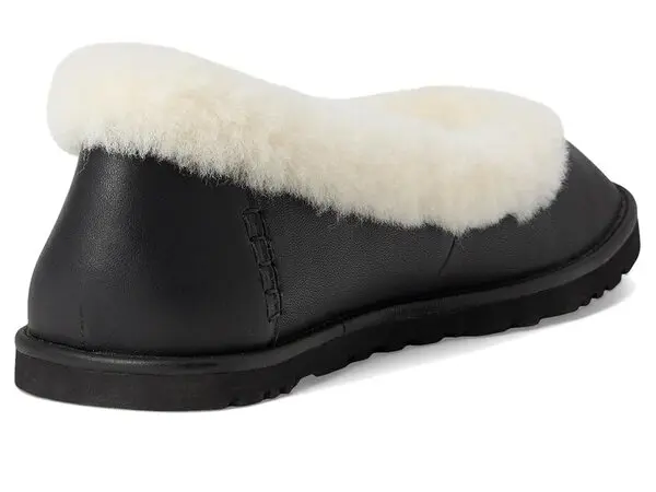 UGG Zora Leather Ballet Flat Shoes - Black