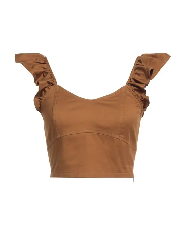 Liu Jo Cotton Elastane Crop Top With Ruffles