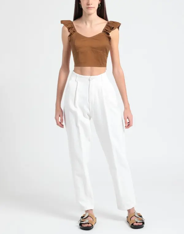 Liu Jo Cotton Elastane Crop Top With Ruffles