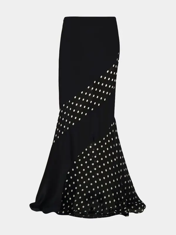 Nina Ricci Silk Mermaid Maxi Skirt With Polka Dot Print - Black