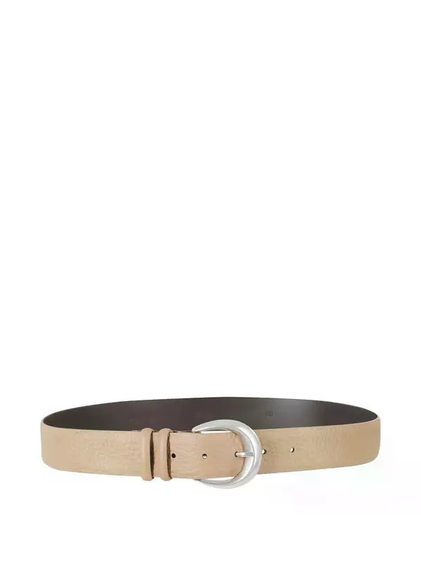 Orciani Grained Leather Belt With Silver-tone Buckle - Neutrals