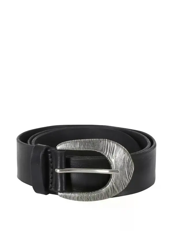 Orciani Engraved Buckle Leather Belt