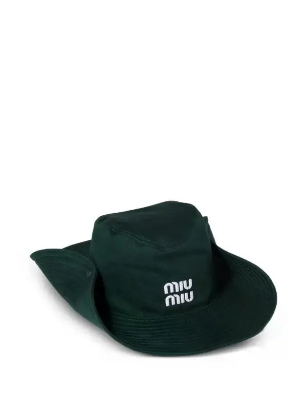 Miu Miu Embroidered Logo Drill Cowboy Hat