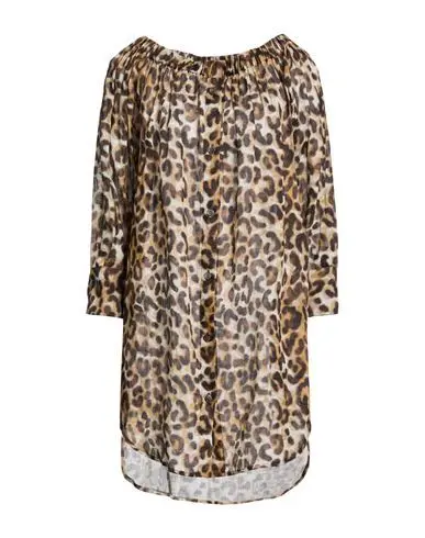 DEPARTMENT 5 Leopard Print Ramie Mini Shirt Dress