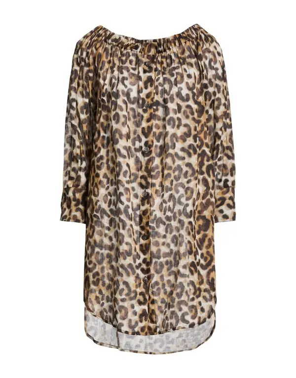 DEPARTMENT 5 Leopard Print Ramie Mini Shirt Dress