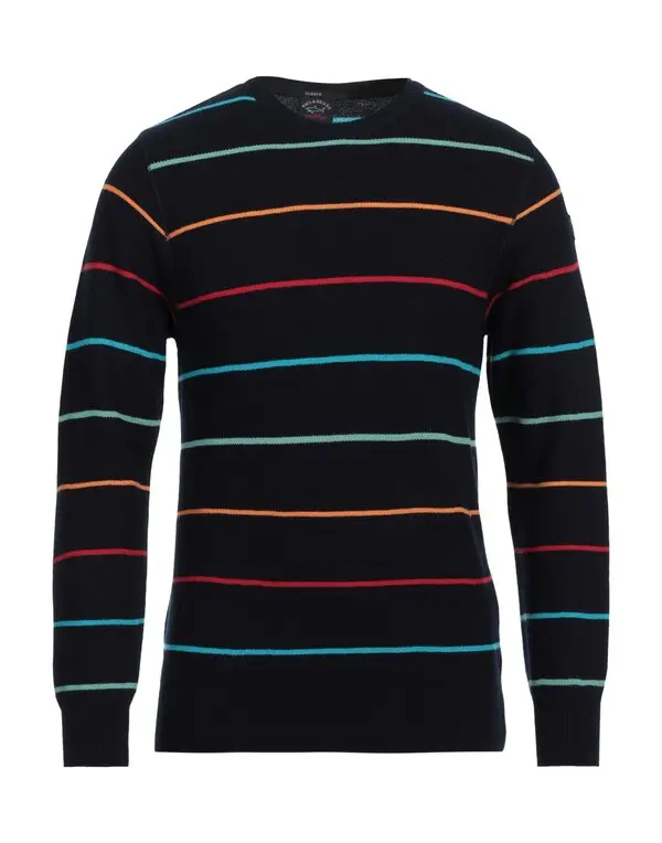 Paul & Shark Virgin Wool Striped Crewneck Sweater - Blue