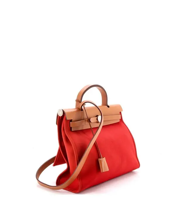 Hermès 31 Herbag Zip Leather And Toile - Red