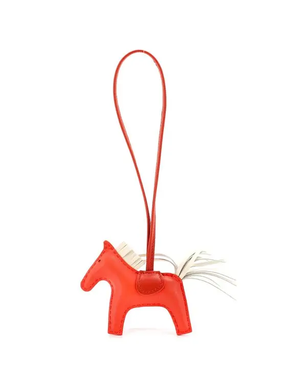 Hermès Pm Grigri Rodeo Bag Charm Leather - Orange/ Natural