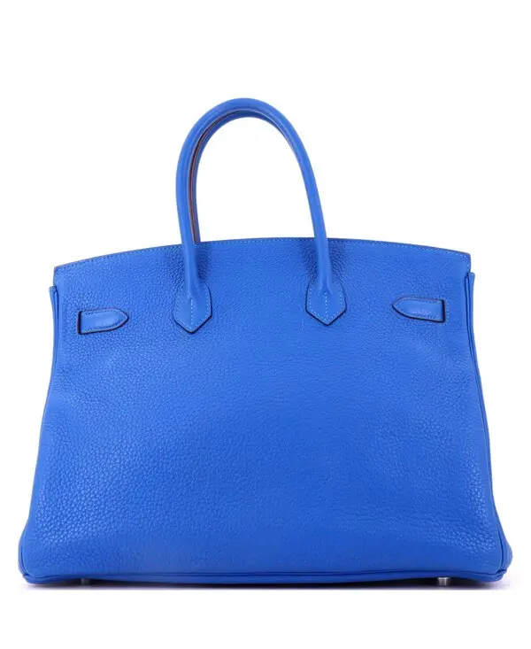 Hermès Birkin 35 Handbag Blue Clemence With Palladium Hardware - Mykonos