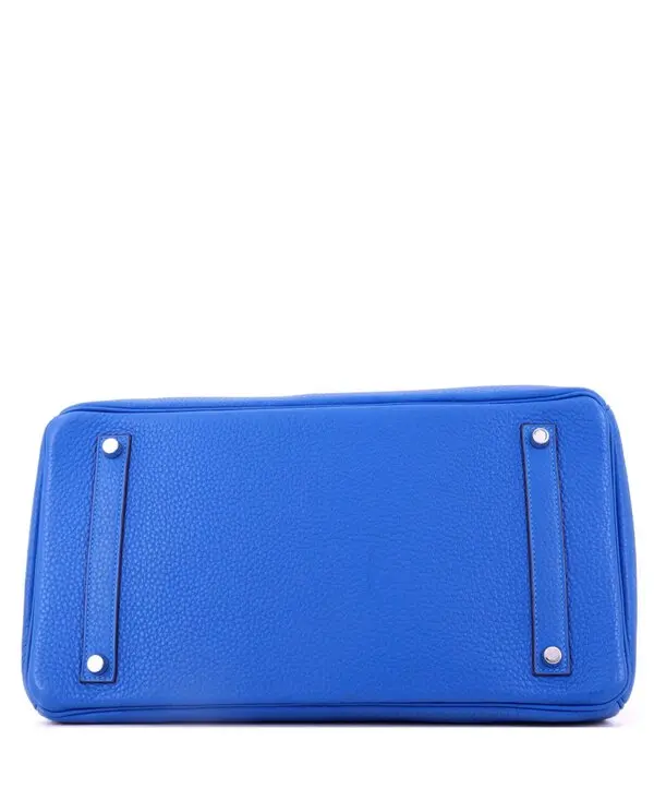Hermès Birkin 35 Handbag Blue Clemence With Palladium Hardware - Mykonos