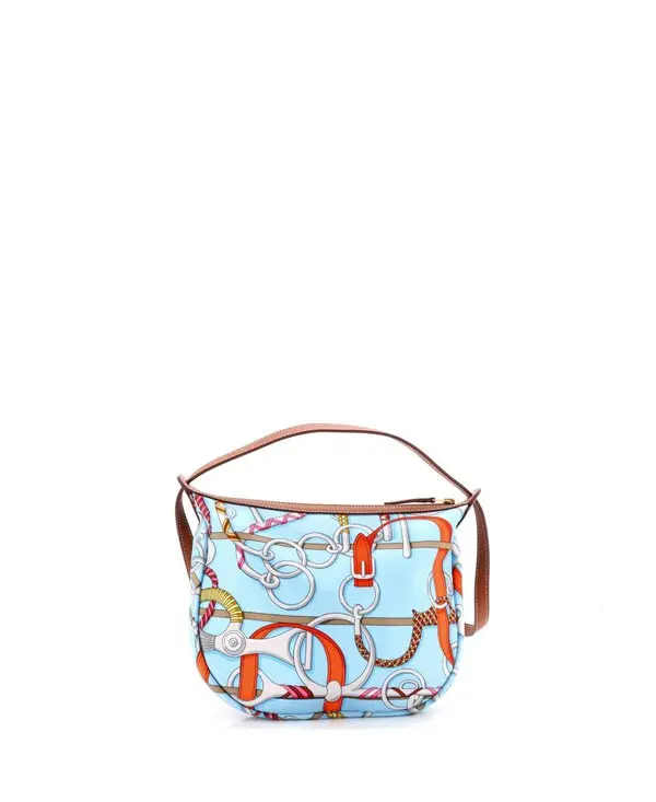 Hermès Sursoie To Go Pouch Printed Silk And Leather - Blue
